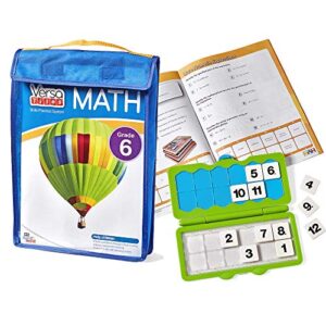 hand2mind versatiles math practice take along set for sixth grade, self-checking workbook system, 64 pages with case included, early math, math books, 6th grade math workbook, homeshool supplies