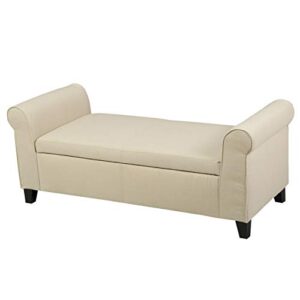 christopher knight home danbury armed fabric storage bench, beige