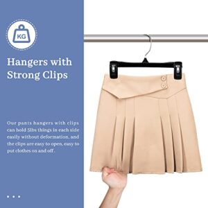 HOUSE DAY Black Pants Hangers, 10 Inch Skirt Hangers with Non-Slip Big Clips and 360° Swivel Hook, Heavy Duty Slim Plastic Pants Hangers, Space Saving Clip Hangers for Pants, Skirts, Shorts, 25 Pack