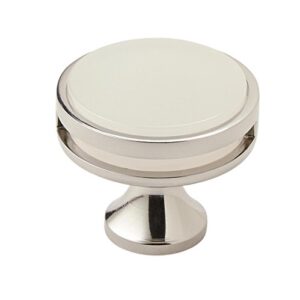 Amerock | Cabinet Knob | Polished Nickel/Frosted | 1-3/8 inch (35 mm) Diameter | Oberon | 1 Pack | Drawer Knob | Cabinet Hardware