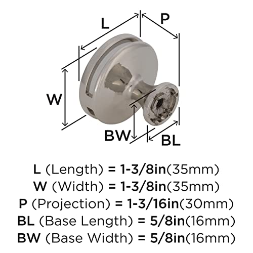 Amerock | Cabinet Knob | Polished Nickel/Frosted | 1-3/8 inch (35 mm) Diameter | Oberon | 1 Pack | Drawer Knob | Cabinet Hardware