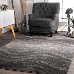 nuloom julene abstract waves area rug, 4' x 6', grey