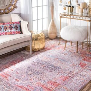 nuloom elmer vintage medallion area rug, 7' 10" x 10' 10", blush