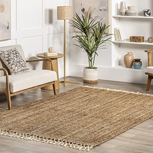 nuLOOM Raleigh Farmhouse Jute Tasseled Area Rug, 8' x 10', Natural