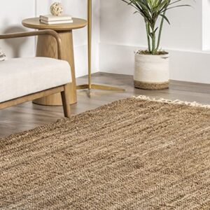 nuLOOM Raleigh Farmhouse Jute Tasseled Area Rug, 8' x 10', Natural