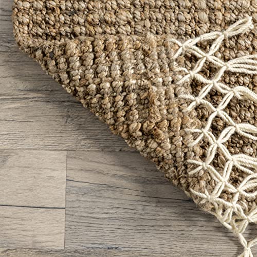 nuLOOM Raleigh Farmhouse Jute Tasseled Area Rug, 8' x 10', Natural