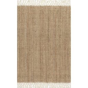 nuLOOM Raleigh Farmhouse Jute Tasseled Area Rug, 8' x 10', Natural