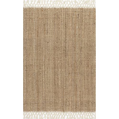 nuLOOM Raleigh Farmhouse Jute Tasseled Area Rug, 8' x 10', Natural