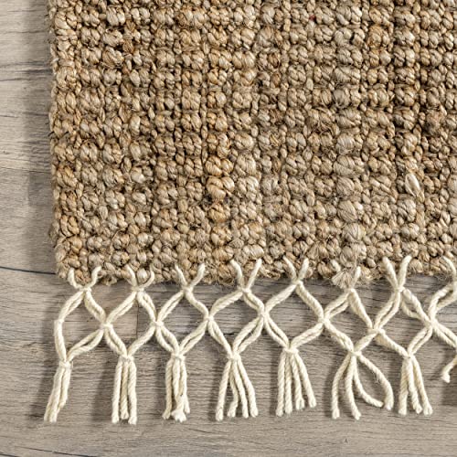 nuLOOM Raleigh Farmhouse Jute Tasseled Area Rug, 8' x 10', Natural