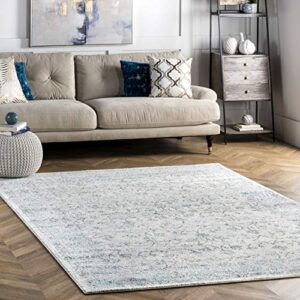 nuloom rio transitional farmhouse area rug, 5' x 7' 5", aqua