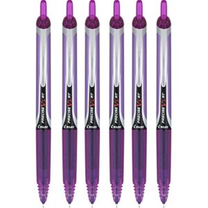 pilot precise v5 rt retractable rolling ball pens, extra fine point, purple ink, 6 pens