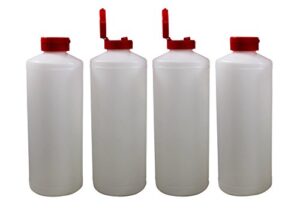 pinnacle mercantile plastic condiment squeeze bottles dispensing with red flip top hinged cap large 32 oz empty set of 4