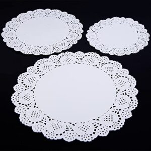 haksen 36 pcs paper lace doilies combo,pack 12 each 6.5", 8.5", 10.5"