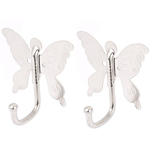 uxcell Bathroom Butterfly Style Wall Mounted Cloth Towel Hook Hanger 2pcs