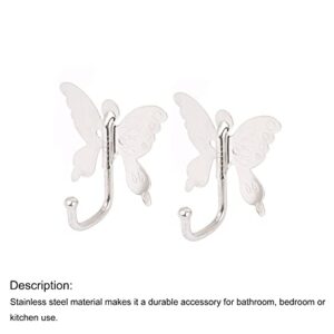 uxcell Bathroom Butterfly Style Wall Mounted Cloth Towel Hook Hanger 2pcs