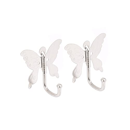 uxcell Bathroom Butterfly Style Wall Mounted Cloth Towel Hook Hanger 2pcs