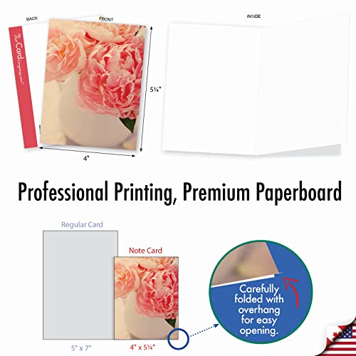 The Best Card Company - 10 Blank Note Cards with Flowers (4 x 5.12 Inch) - Floral Notecards, All Occasion Boxed Assortment - Full Blooms M6553OCB