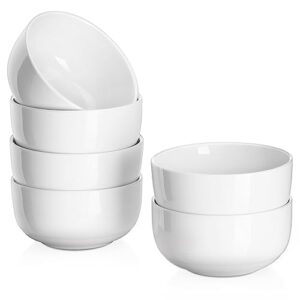 dowan 10 ounces porcelain bowls set, 6 packs, small bowls, ceramic white bowls for kitchen, dessert bowls for ice cream, small serving bowls for dipping, rice, prep, side dishes,cereal,microwave safe