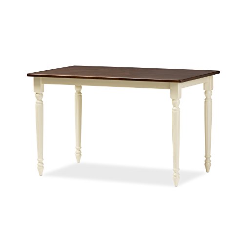 Baxton Studio Napoleon French Country Cottage Buttermilk and Cherry Brown Finishing Wood Dining Table