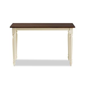 Baxton Studio Napoleon French Country Cottage Buttermilk and Cherry Brown Finishing Wood Dining Table