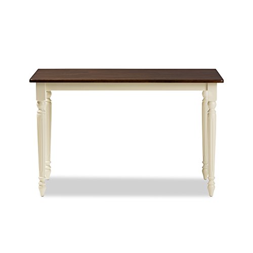 Baxton Studio Napoleon French Country Cottage Buttermilk and Cherry Brown Finishing Wood Dining Table