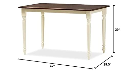 Baxton Studio Napoleon French Country Cottage Buttermilk and Cherry Brown Finishing Wood Dining Table