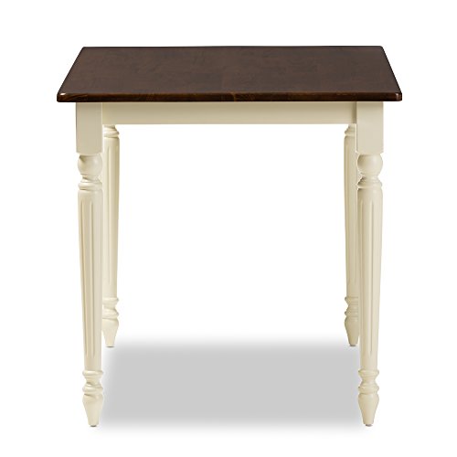 Baxton Studio Napoleon French Country Cottage Buttermilk and Cherry Brown Finishing Wood Dining Table