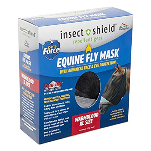 Opti-Force Equine Fly Mask- Horse Fly Mask with UV Protection and Insect Repellent, Adjustable Fit for Comfort- Without Ears XL