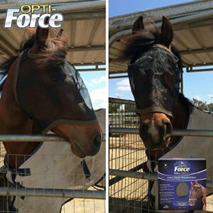 Opti-Force Equine Fly Mask- Horse Fly Mask with UV Protection and Insect Repellent, Adjustable Fit for Comfort- Without Ears XL