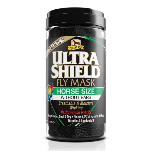 Absorbine UltraShield Equine Fly Mask, UV Protection, Horse Size Without Ears