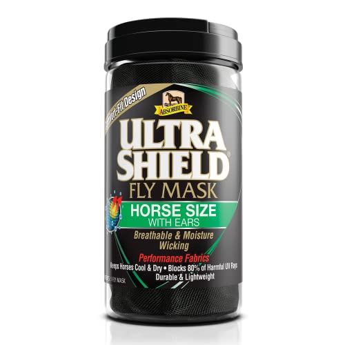 Absorbine UltraShield Equine Fly Mask, UV Protection, Horse Size with Ears