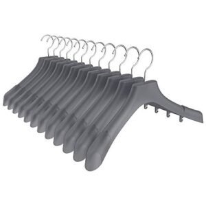 mr.siga plastic extra wide suit hangers, pack of 12, width: 15.5" x 1.4" depth, notched shoulders & swivel hooks, translucent grey