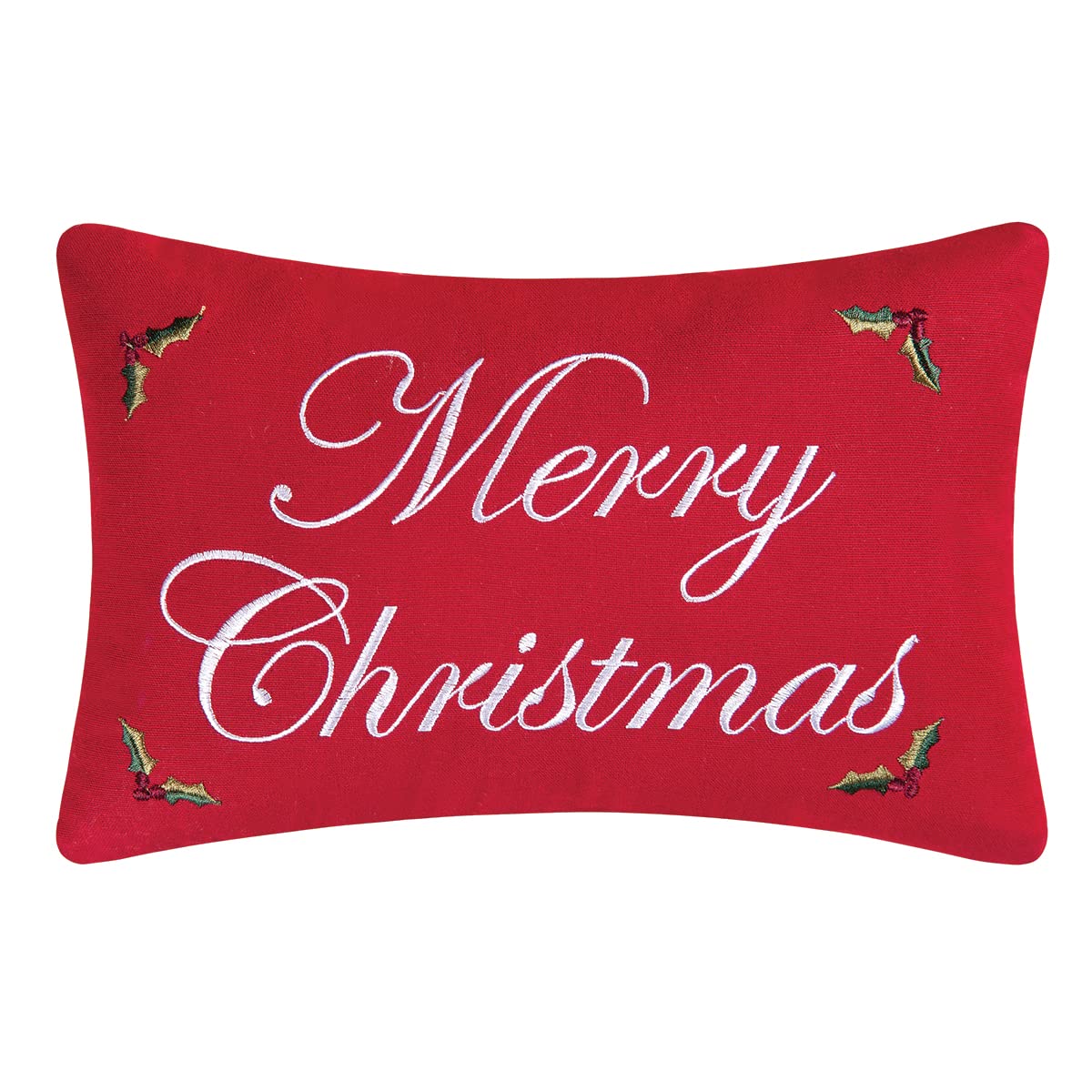 C&F Home Merry Christmas Red Green Embroidered Petite Pillow Decor Decoration Indoor Outdoor Holiday Throw Petite Pillow Cover for Patio Couch or Bed 8x12” 8 x 12 Multi