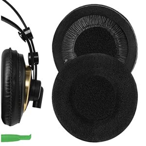 geekria comfort velour replacement ear pads compatible with akg k240, k240s, k240 studio, k240 mkii, k241, k270, k271, k272 headphones earpads, headset ear cushion repair parts (black)