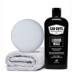 car guys liquid wax | advanced car wax | superior protection with a carnauba wax shine | for all paint colors and excellent black car wax | 8 oz car wax kit