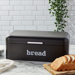 Juvale Stainless Steel Black Bread Box for Kitchen Countertop, Large Bin for 2 Loaves, English Muffins, Baked Goods Storage Containers (17 x 9 x 6.5 In)