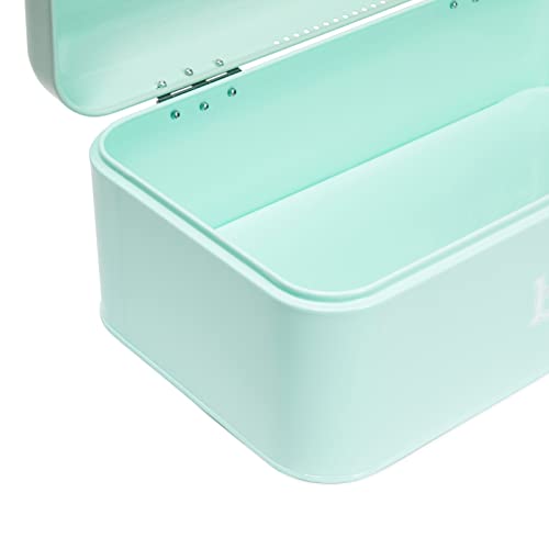 Juvale Stainless Steel Bread Box for Kitchen Countertop, Large Bread Box Bagel Bin for 2 Loaves, English Muffins (Mint Green, 17 x 9 x 6.5 In)