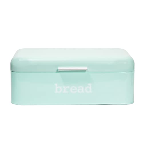 Juvale Stainless Steel Bread Box for Kitchen Countertop, Large Bread Box Bagel Bin for 2 Loaves, English Muffins (Mint Green, 17 x 9 x 6.5 In)