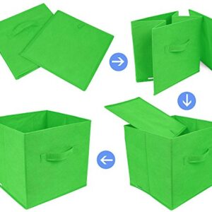 Greenco Foldable Storage Cubes, 6 pcs (Green) | Closet Organizer Storage Basket/Box/Bin/Shelf | Cube Storage Organizer | Collapsible Storage Bins Boxes | Non-woven Cloth Fabric Bin Drawers/Baskets