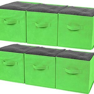 Greenco Foldable Storage Cubes, 6 pcs (Green) | Closet Organizer Storage Basket/Box/Bin/Shelf | Cube Storage Organizer | Collapsible Storage Bins Boxes | Non-woven Cloth Fabric Bin Drawers/Baskets