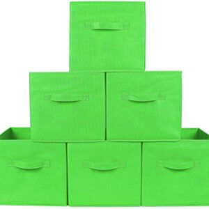 Greenco Foldable Storage Cubes, 6 pcs (Green) | Closet Organizer Storage Basket/Box/Bin/Shelf | Cube Storage Organizer | Collapsible Storage Bins Boxes | Non-woven Cloth Fabric Bin Drawers/Baskets