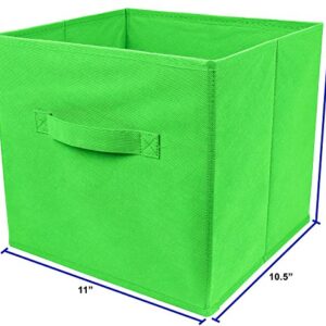 Greenco Foldable Storage Cubes, 6 pcs (Green) | Closet Organizer Storage Basket/Box/Bin/Shelf | Cube Storage Organizer | Collapsible Storage Bins Boxes | Non-woven Cloth Fabric Bin Drawers/Baskets