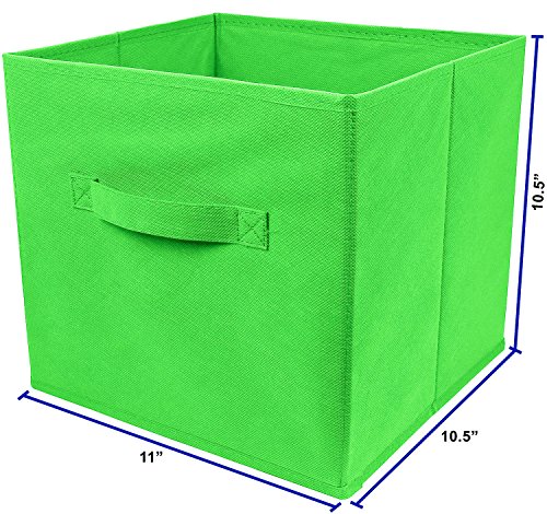 Greenco Foldable Storage Cubes, 6 pcs (Green) | Closet Organizer Storage Basket/Box/Bin/Shelf | Cube Storage Organizer | Collapsible Storage Bins Boxes | Non-woven Cloth Fabric Bin Drawers/Baskets