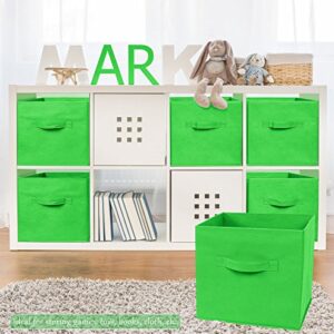 Greenco Foldable Storage Cubes, 6 pcs (Green) | Closet Organizer Storage Basket/Box/Bin/Shelf | Cube Storage Organizer | Collapsible Storage Bins Boxes | Non-woven Cloth Fabric Bin Drawers/Baskets