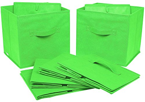 Greenco Foldable Storage Cubes, 6 pcs (Green) | Closet Organizer Storage Basket/Box/Bin/Shelf | Cube Storage Organizer | Collapsible Storage Bins Boxes | Non-woven Cloth Fabric Bin Drawers/Baskets