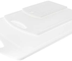 Neoflam White Cutting Board Set - 3 Piece - Kitchen Foundations, Plastic, Basic, Dishwasher Safe, BPA-Free, Drip Juice Groove, Handle