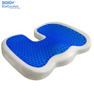 Sojoy Gel Seat Cushion for Office Chair Memory Foam Seat Pillow for Back Pain Relief,Gel Cushion for Office Chiar,Car,Home (18 x 14 x 3 inches)