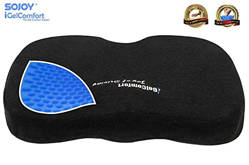 Sojoy Gel Seat Cushion for Office Chair Memory Foam Seat Pillow for Back Pain Relief,Gel Cushion for Office Chiar,Car,Home (18 x 14 x 3 inches)