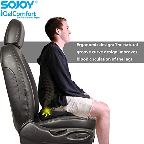 Sojoy Gel Seat Cushion for Office Chair Memory Foam Seat Pillow for Back Pain Relief,Gel Cushion for Office Chiar,Car,Home (18 x 14 x 3 inches)