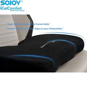 Sojoy Gel Seat Cushion for Office Chair Memory Foam Seat Pillow for Back Pain Relief,Gel Cushion for Office Chiar,Car,Home (18 x 14 x 3 inches)